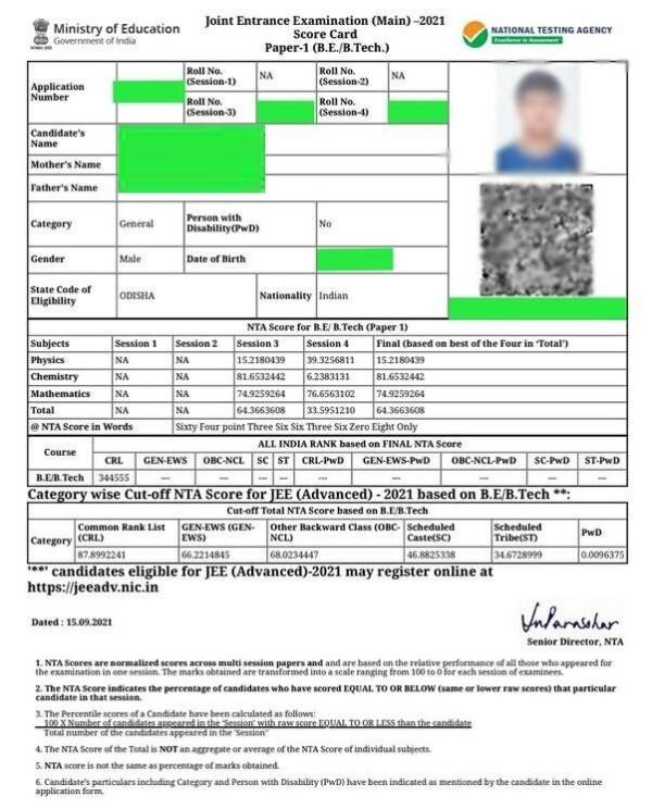 JEE Main Result